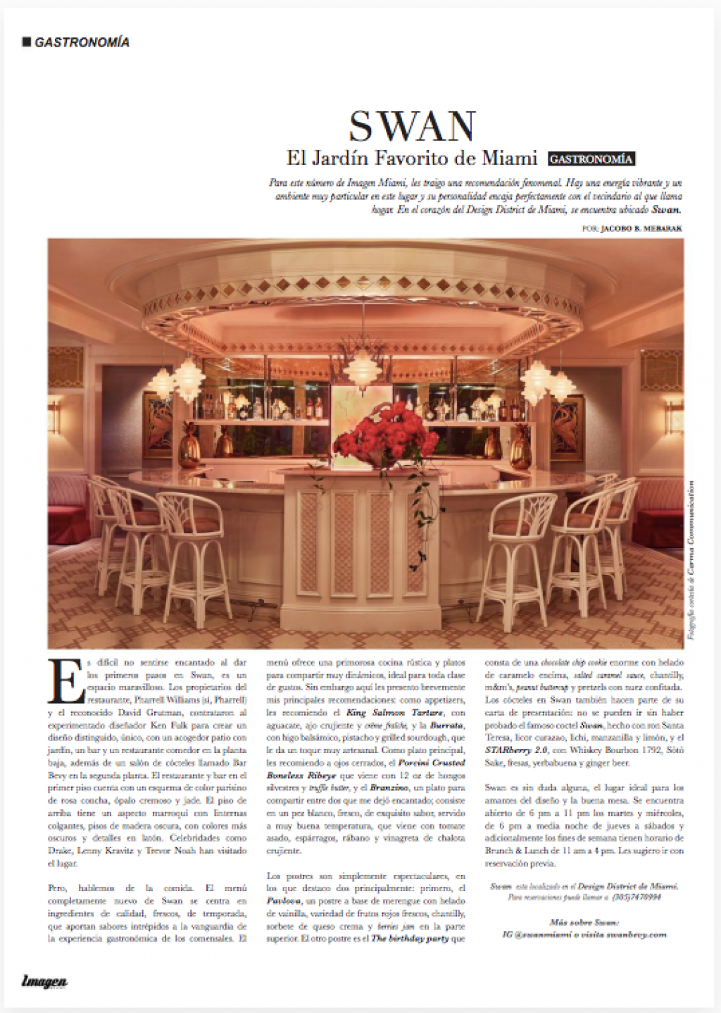 Gastronomia Swan El Jardin Favorito de Miami - Swan Restaurant